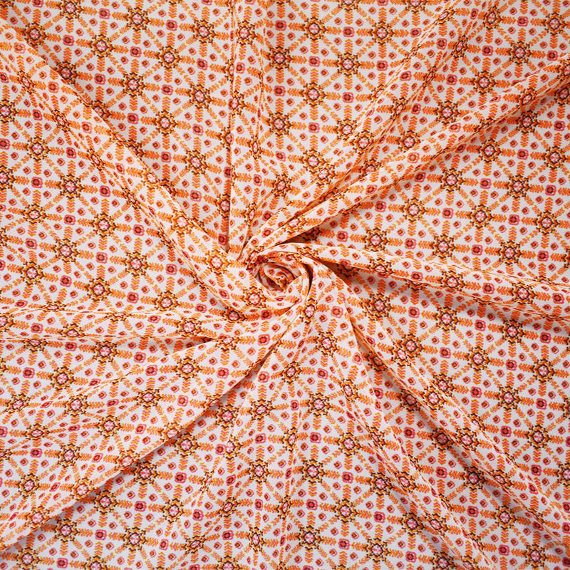 4 1/8 YD PC-Pink-White-Multi Poly Abstract Printed Chiffon Woven Fabri ...