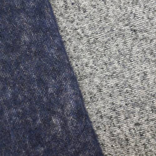 1 1/4 YD PC- Navy/Mist Ivory/Gray Brushed Back Textured Sweater Knit F ...