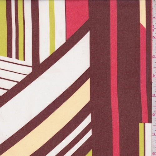 Mahogany/Avocado/Coral Geo Stripe Chiffon Fabric – Fashion Fabrics Club