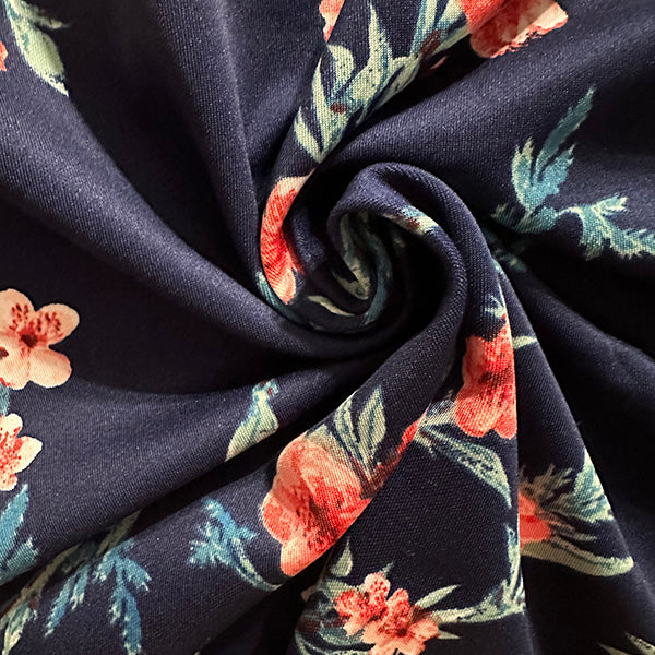 Dark Blue Floral Sprig Print Scuba Knit Fabric – Fashion Fabrics Club