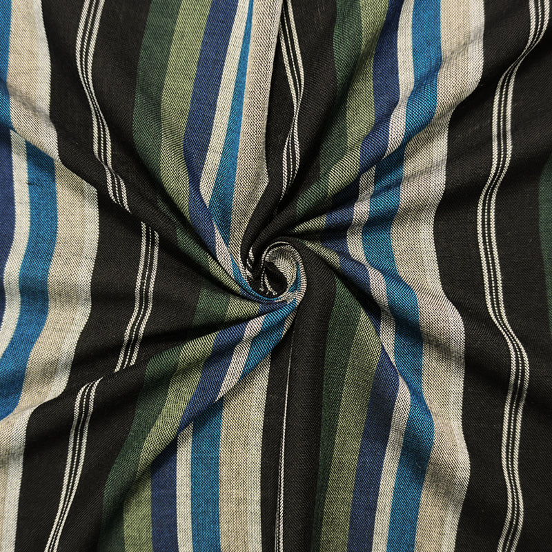 Black-Green-Multi Famous Maker Rayon Stripe Woven Fabric – Fashion ...