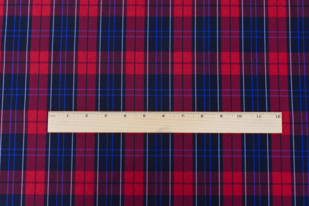 Scholar Red-Black-Multi Plaid Poly Madras Woven Suiting Fabric ...