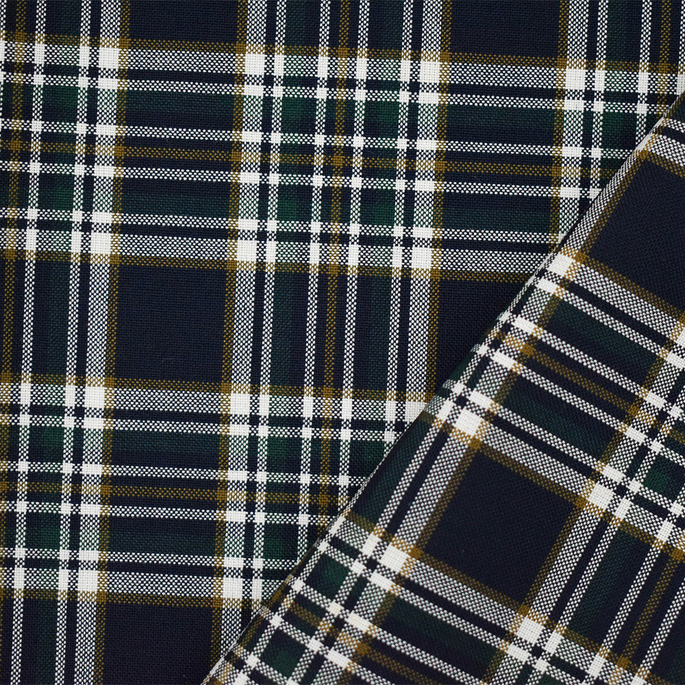 Deep Navy-Green-Multi Wool Polyester Plaid Shirting Woven Fabric ...