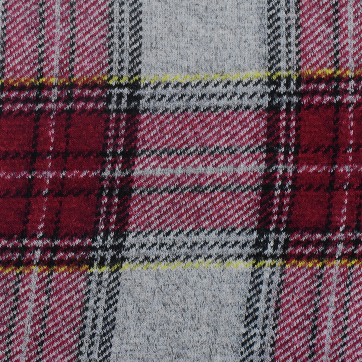 Red-Black-Multi Famous Designer Brushed Back Plaid Knit Jacketing Fabr ...