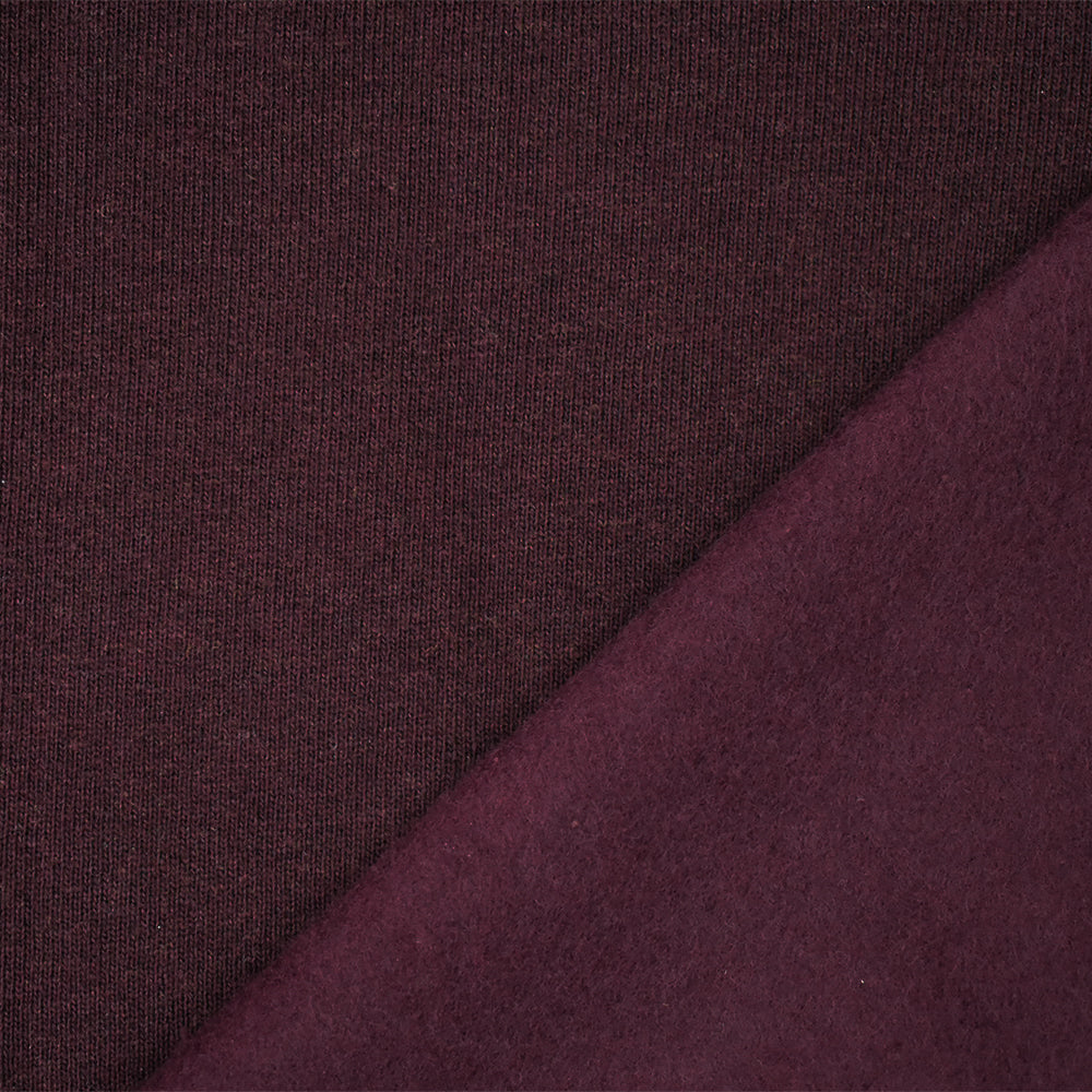 Maroon Red Cotton Wool Stretch Spandex Sweatshirt Fleece Knit Fabric ...