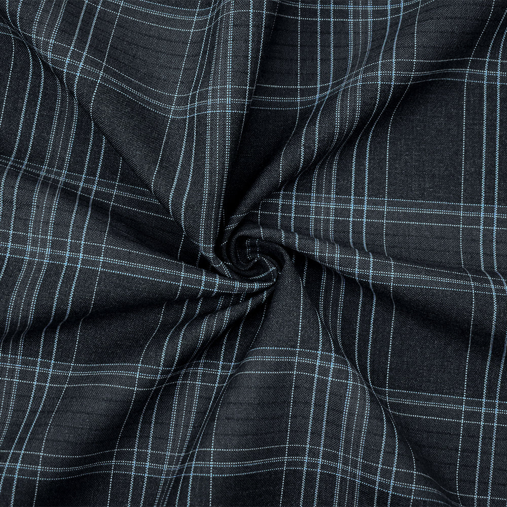 Deep Gray-Blue-Multi Plaid Poly Wool Woven Shirting Fabric – Fashion ...